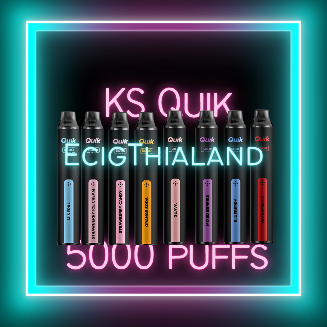 KS Quik 2000 และ 5000 Puffs ราคาถูก การันตี คุ้มทุกหยด ชาร์จไฟได้